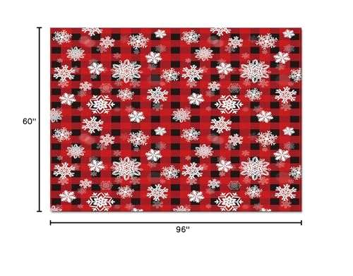 Christmas Snowflake Area Rug, Anti-Slip Rug 2'x3', Stain Proof Rugs for Living Room, Soft Foldable Lightweight Machine Washable Area Rug Comfy Carpet, Merry Xmas Red Black Plaid