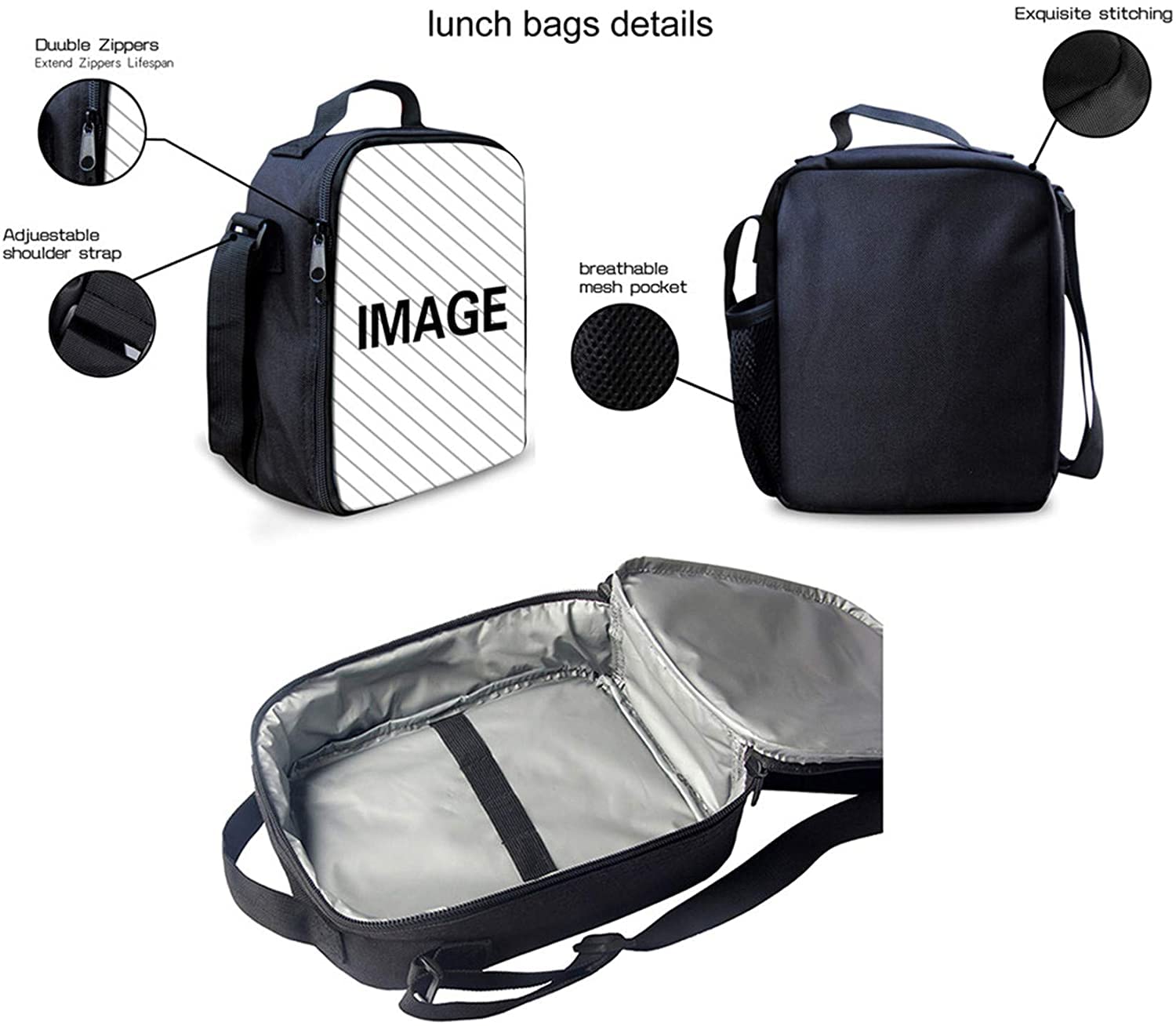 DISNIMO Back to School Backpack Set 3 Pack American Flag Hunting Camo Deer Junior Primary Schoolbag Thermal Lunch Box Pencil Case 3 in 1