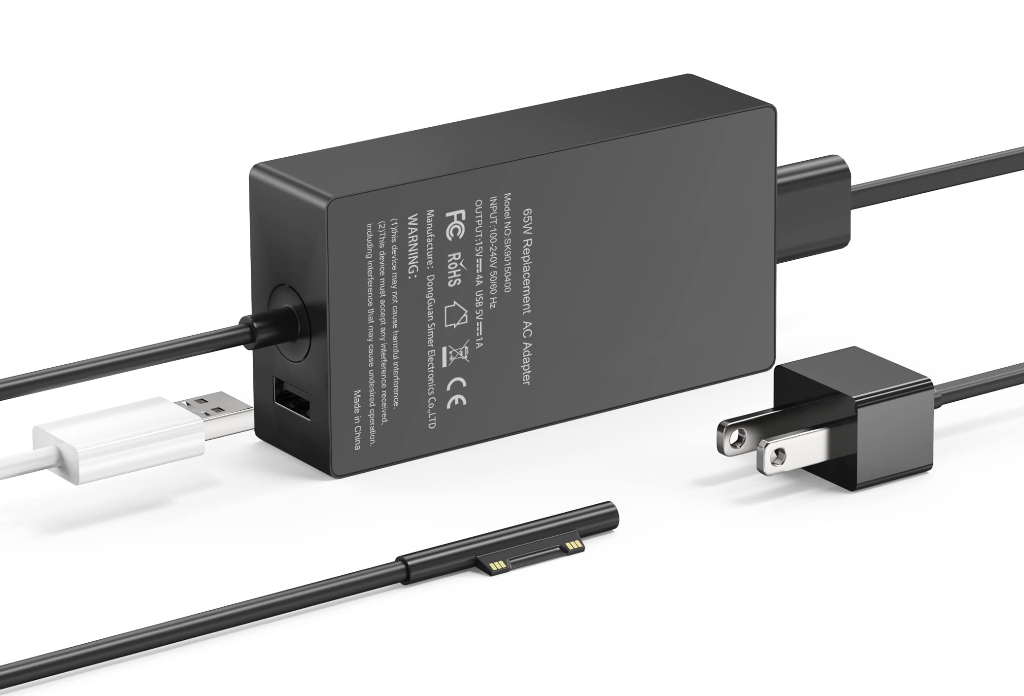 65W Surface Pro Charger Compatible with Microsoft Surface Pro 9, 8, 7+, 7, 6, 5, 4, 3, X, Windows Surface Laptop 5, 4, 3, 2, 1 Studio, Surface Go Tablet, Surface Book 3, 2, 1, Works with 44W&36W&24W