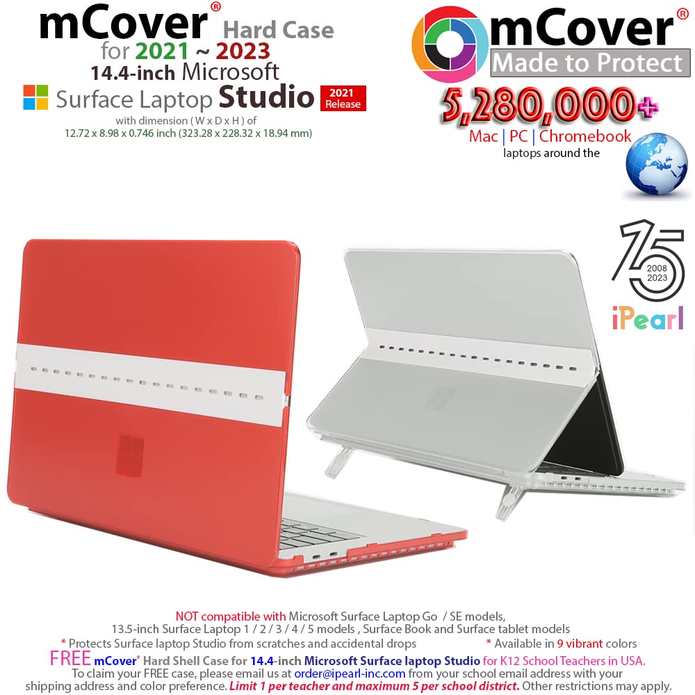 mCover Case ONLY Compatible for 2021-2023 14.4" Microsoft Surface Laptop Studio Notebook Computer - Clear