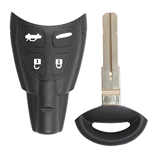 Beefunny Replacement Remote Car Key Shell Case Fob 4 Button for SAAB 9-3 9-5 2003-2011 (with Blade, 2 Pcs)