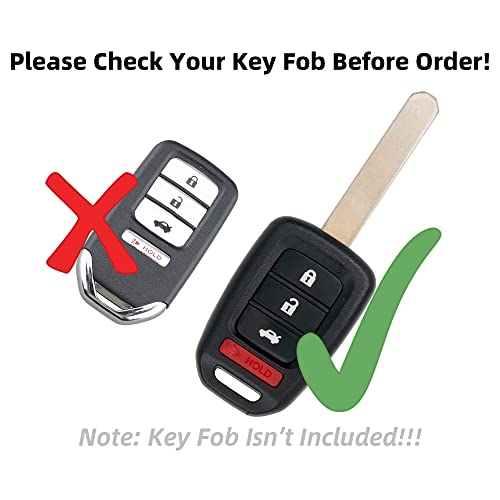 iSaddle for Honda 4 Buttons Key Fob Silicone Case - Keyless Entry Remote Control Straight Car Key Fob Protector for Honda Accord Civic CR-V Crosstour HR-V Fit 2013-2019 MLBHLIK6-1TA (Black)