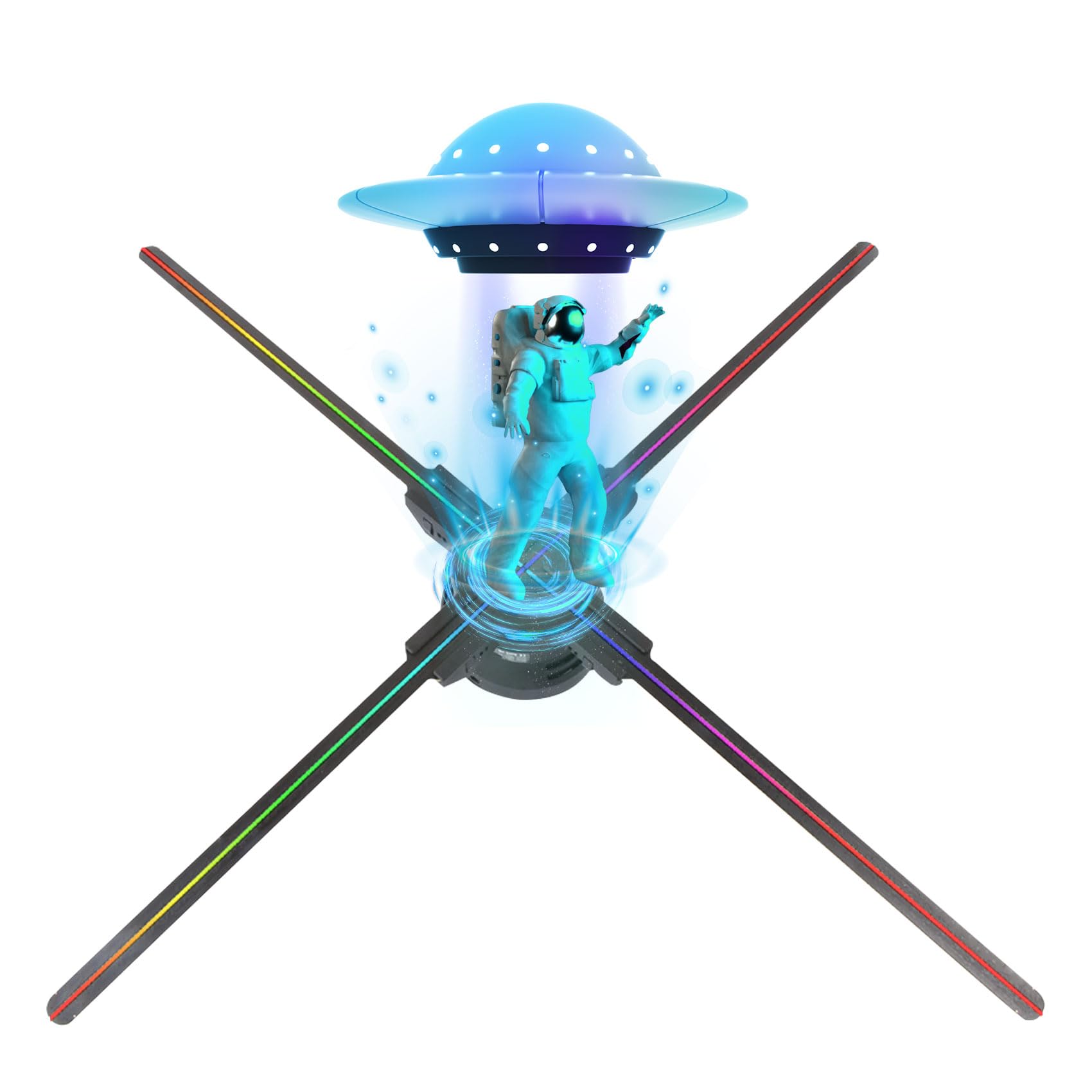 3D Hologram Fan, Hologram Fan 25.6" Holographic Fan Display App/Pc WiFi Real-Time Projection, Bluetooth Hologram Projector, Multiple Splicing, Suitable for Exhibitions, Shops, Bar