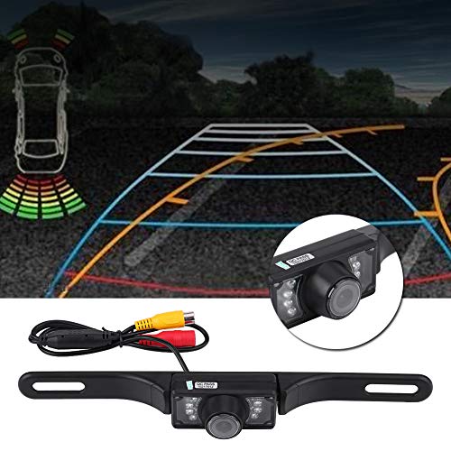 Qiilu License Plate Camera 7 LED 170° Wide Angle Car License Plate Reaview Reverse Backup Night Vision Camera Waterpoof