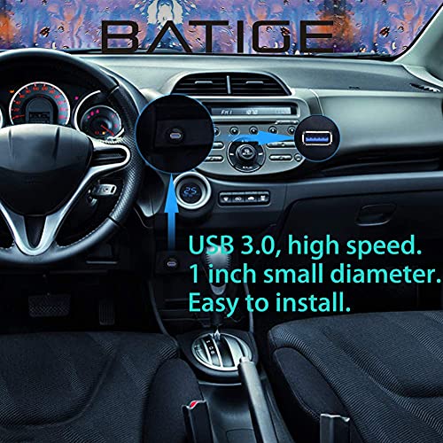 BATIGE Small USB 3.0 Male to Female AUX Flush Panel Mount Extension Cable for Car Truck Boat Motorcycle Dashboard 3ft