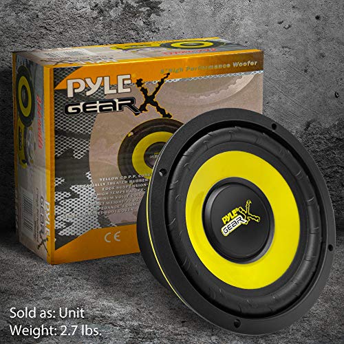 Pyle Car Mid Bass Speaker System - Pro 5 Inch 200 Watt 4 Ohm Auto Mid-Bass Component Poly Woofer Audio Sound Speakers For Car Stereo w/ 30 Oz Magnet Structure, 2.2β Mount Depth Fits OEM - PLG54 Yellow