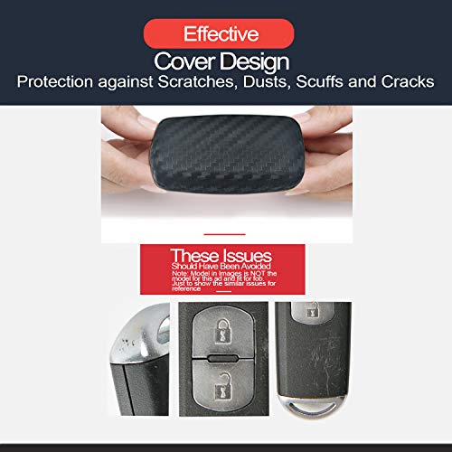 2pcs Compatible with Nissan Infiniti KBRASTU15 Smart 3 Buttons Carbon Fiber Looks Silicone FOB Key Case Cover Protector Keyless Remote Holder for 2002-2018 Pathfinder Armada Tiida Xterra X-Trail Quest