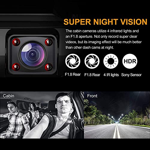 PRUVEEO 1440P + 1440P Dual Dash Cam Built-in GPS and WiFi Front and Inside, 4K 2160P for Cars Taxi, 24H Parking Monitor, Infrared Night Vision, G-Sensor, 2.0" LCD Loop Recording Car Camera