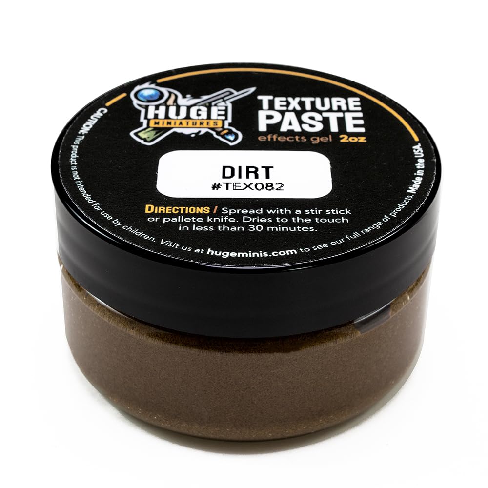 Huge Miniatures Texture Paste, Dirt Model Basing Paint for Tabletop Gaming Scenery and Diorama Building by Huge Minis – 2oz Resealable Jar