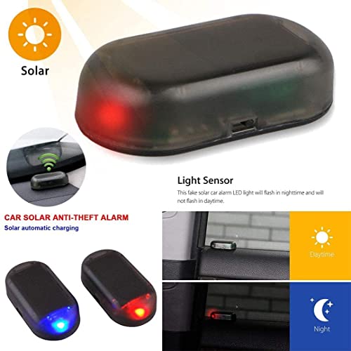 Kqiang Car Solar Power Simulated Dummy Alarm Warning Anti-Theft LED Flashing Security Light with USB Port (Blue+RED)