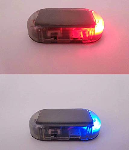 Kqiang Car Solar Power Simulated Dummy Alarm Warning Anti-Theft LED Flashing Security Light with USB Port (Blue+RED)