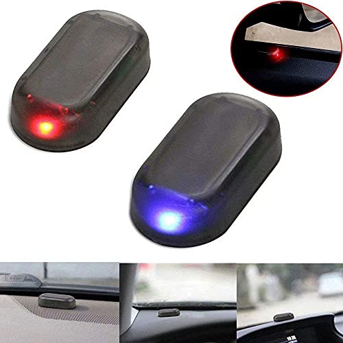 Kqiang Car Solar Power Simulated Dummy Alarm Warning Anti-Theft LED Flashing Security Light with USB Port (Blue+RED)