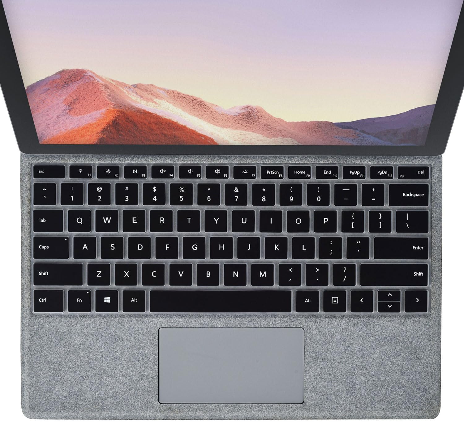 CaseBuy Keyboard Cover for Microsoft Surface Pro 7 Plus/7/6/5/4, US Layout, Black, Silicone