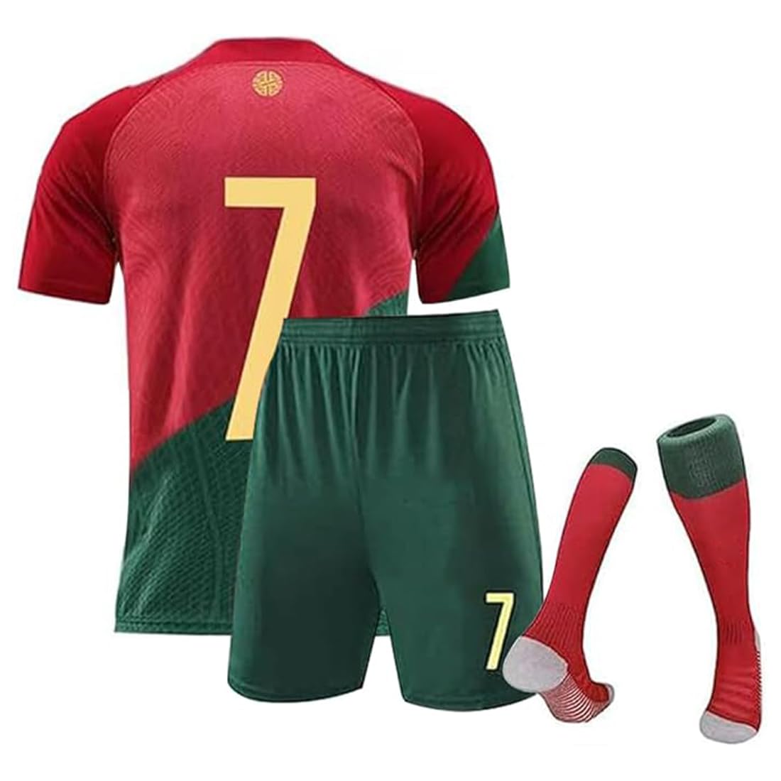 Football Jersey, jersey 2022 Soccer Jersey, T-Shirt Boys Kids Youth Jersey Socks Soccer Shirt Kit Set (6-7 Years, Red)