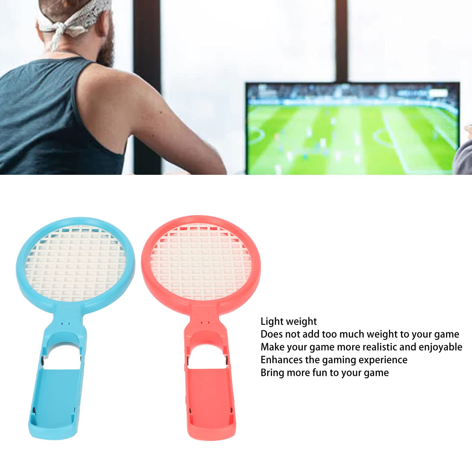 Tennis Racket for Switch, ABS Lightweight Tennis Game Controller, 2 Game Console Tennis Rackets for Switch Game Controller