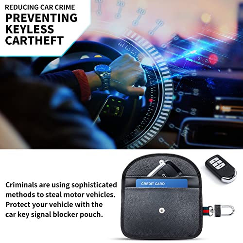 LAFEGIFT 2 Pack Faraday Bag for Key Fob, Faraday Key Fob Protector, Keyless Signal Blocking Key fob Pouch Anti-Theft Remote Entry Smart Fob Case, Car Gifts Set