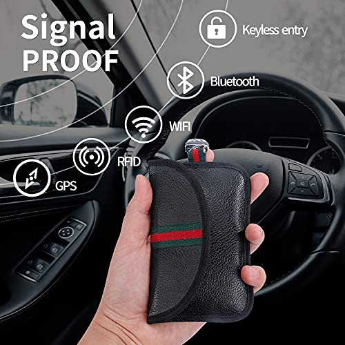 LAFEGIFT 2 Pack Faraday Bag for Key Fob, Faraday Key Fob Protector, Keyless Signal Blocking Key fob Pouch Anti-Theft Remote Entry Smart Fob Case, Car Gifts Set
