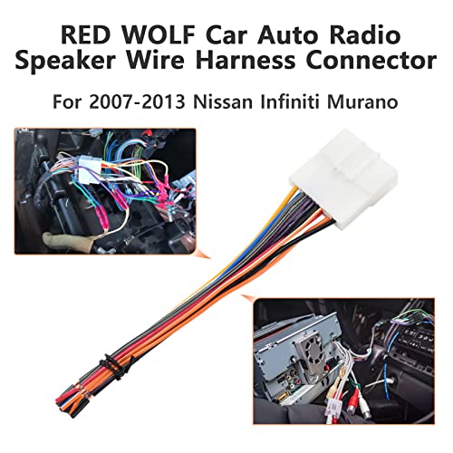 RED WOLF Car Radio Wire Harness Connector Compatible with 2007-2013 Infiniti Nissan Murano Altima, 2008-2015 Subaru Outback Forester Aftermarket Stereo Wiring Cable Adapter Plug Install 20 Pin