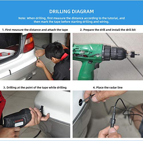 TOTMOX Car Auto Vehicle Reverse Backup Radar System, Reversing Radar Detector 4 Reversing Parking Sensors Beep Alarm