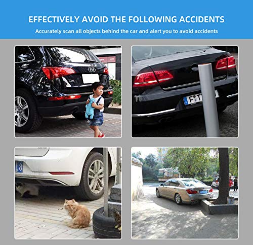 TOTMOX Car Auto Vehicle Reverse Backup Radar System, Reversing Radar Detector 4 Reversing Parking Sensors Beep Alarm