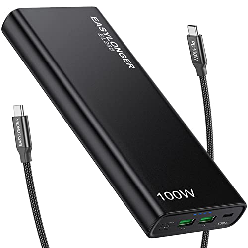 EASYLONGER Portable Laptop Charger, Fast Charging Laptop Power Bank 100W PD USB C 26800mAh Battery Pack for Laptop, Tablet, IPad, Dell, HP, iPhone, Samsung, Android, Switch, and More