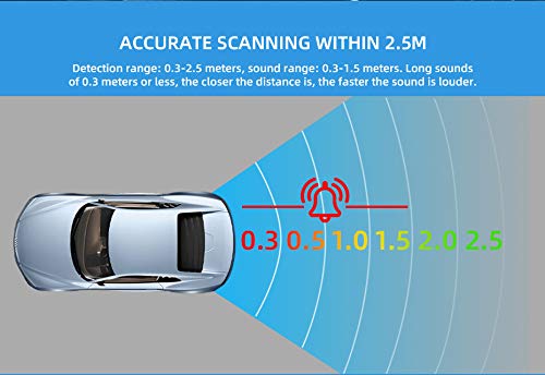 TOTMOX Car Auto Vehicle Reverse Backup Radar System, Reversing Radar Detector 4 Reversing Parking Sensors Beep Alarm