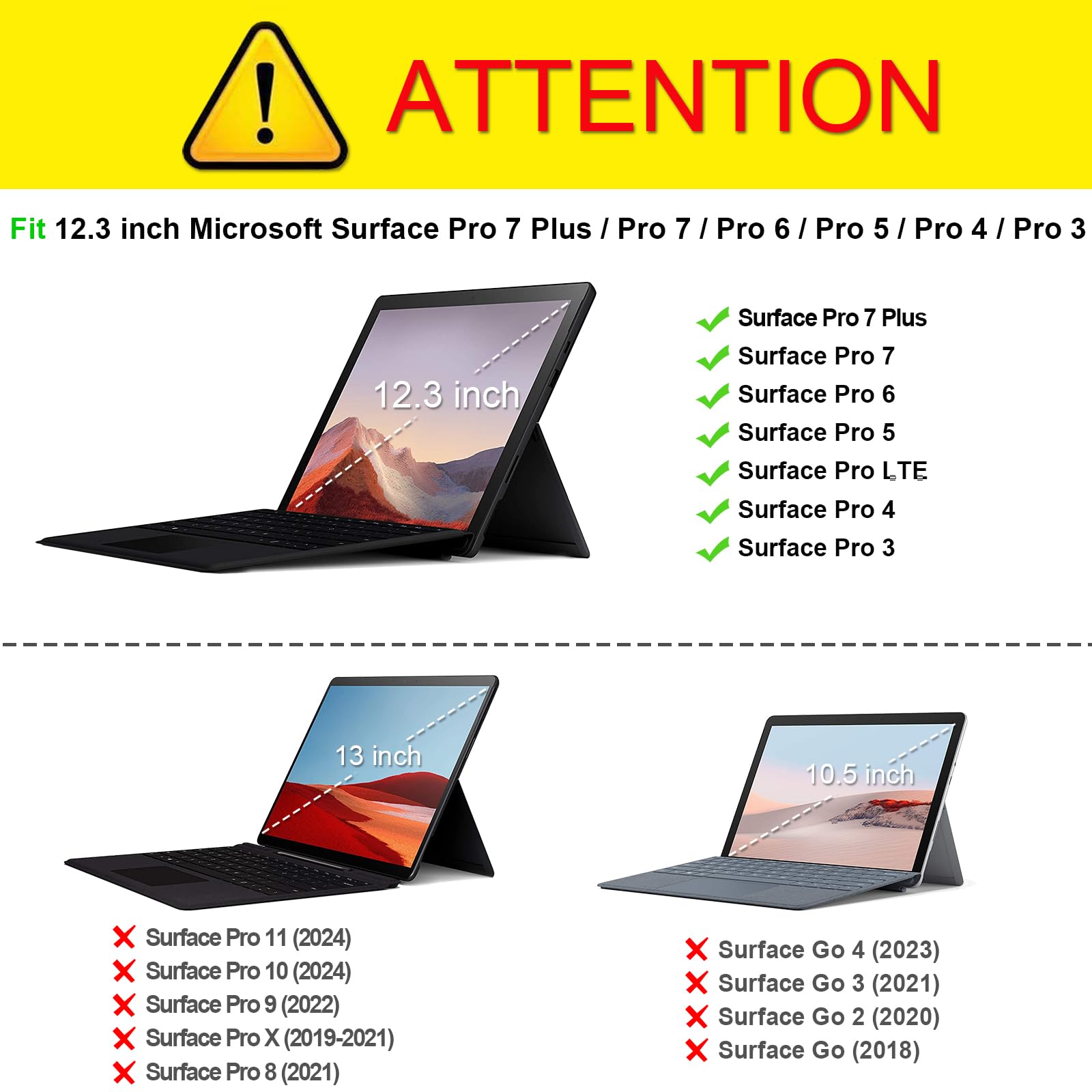Fintie Case for 12.3 Inch Microsoft Surface Pro 7 Plus, Surface Pro 7/6/5/4/3 - Portfolio Business Cover with Pocket, Compatible with Type Cover Keyboard, Gray/Brown