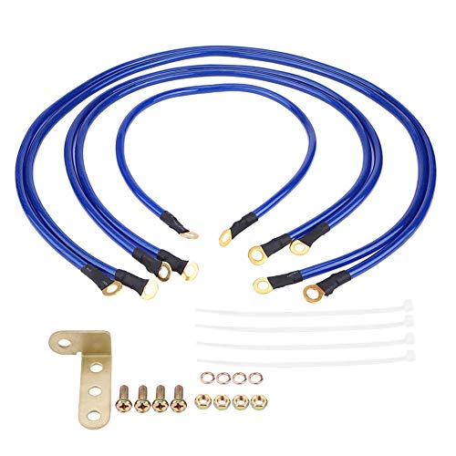 Acouto Car Grounding Kit Universal 5-Point Auto Earth Cable System Ground Grounding Wire Kit