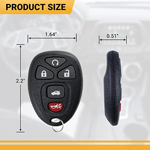 Key Fob Keyless Entry Remote Compatible with 2006-2013 Chevy Chevrolet Impala丨 Monte Carlo丨 Buick Lucerne 丨 Cadillac DTS Car Key Replacement 5 Buttons with FCC ID OUC60270, OUC60221