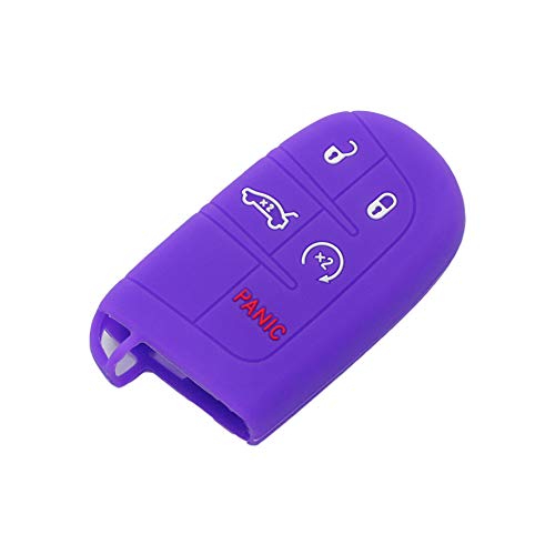 SEGADEN Silicone Cover Protector Case Holder Skin Jacket Compatible with Chrysler Dodge Jeep 5 Button Smart Remote Key Fob CV4750 Deep Purple
