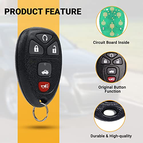Key Fob Keyless Entry Remote Compatible with 2006-2013 Chevy Chevrolet Impala丨 Monte Carlo丨 Buick Lucerne 丨 Cadillac DTS Car Key Replacement 5 Buttons with FCC ID OUC60270, OUC60221