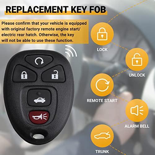 Key Fob Keyless Entry Remote Compatible with 2006-2013 Chevy Chevrolet Impala丨 Monte Carlo丨 Buick Lucerne 丨 Cadillac DTS Car Key Replacement 5 Buttons with FCC ID OUC60270, OUC60221