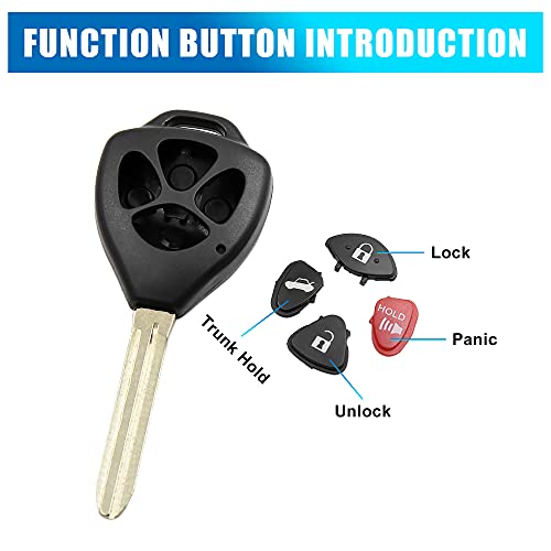 uxcell Car Uncut Key Fob Remote Control Case Shell Replacement HYQ12BBY for Toyota 4Runner 2010-2016 4 Key Button