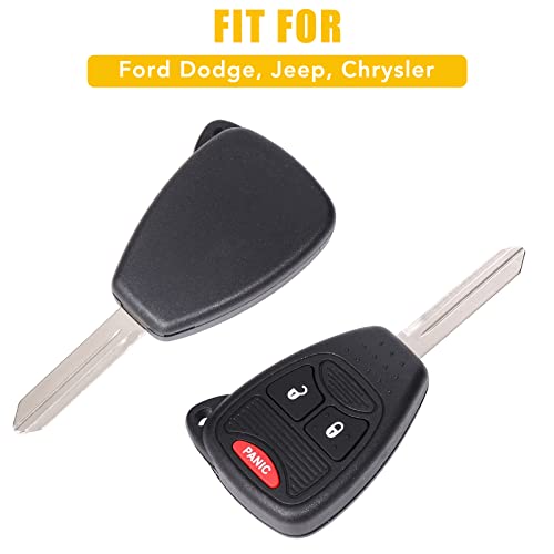 Flip Key Fob Blade Replacement Fit for 2004-2014 Dodge Dakota Durango Avenger Caliber Charger Magnum Nitro Ram 1500 2500 3500 4000 4500 5500 Chrysler 200 300 Jeep Grand Cherokee Commander, 3 Btn Set 2