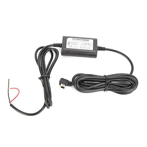 Gorgeri Dash Cam Hardwire Kit,12V/24V to 5V 2.5A Parking Monitor Converter Cable Left Angle Mini USB Step-Down Line for Parking Monitoring,Parking Monitoring Line