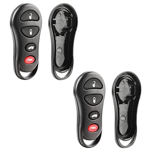 Replacement For 1998-2008 Chrysler Dodge Jeep 4-Button Remote Key Fob Shell Case GQ43VT17T (Set of 2)