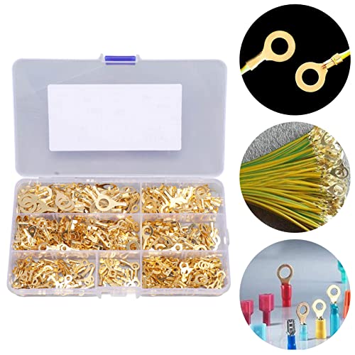 540PCS Cable Lugs Brass Wire Lugs Assortment Set Terminal Wire Connector Lugs with Storage Box M3 M4 M5 M6 M8 M10