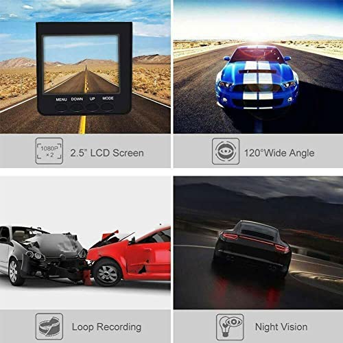 Dash Cam Front Rear,Full HD Dash Camera for Cars,Super Night Vision Dashcam,Loop Recording Monitoring Wide Angle Sports Camera