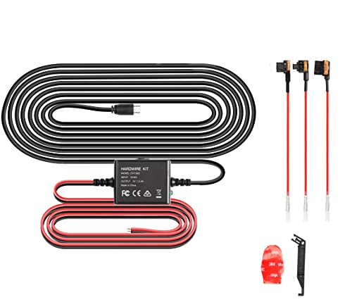 SinLoon Dash Cam Hardwire Kit, Micro USB12V-24V to 5V Car Dash Camera Charger Power Cord, with 3 Fuse Tap Cable and Installation Tool for Dashcam GPS Power Supply Radar Detectors and More(Micro)