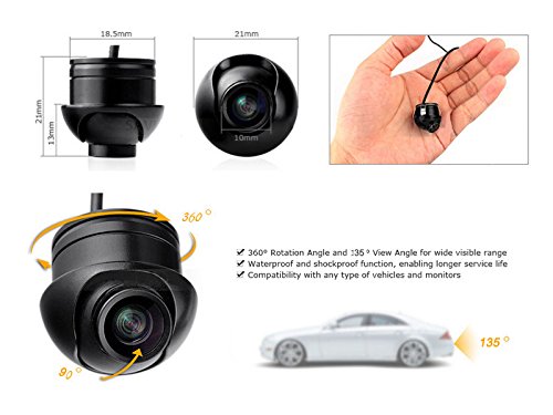 Auto Wayfeng WF® Universal Car Front/Side View Camera 360 Degrees Adjustable HD Color Night Vision for Parking Monitor DVD (Non-Mirror + No Parking Guideline)
