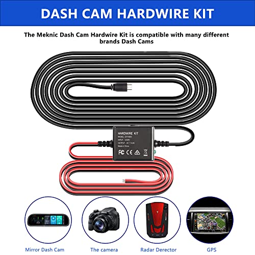 SinLoon Dash Cam Hardwire Kit, Micro USB12V-24V to 5V Car Dash Camera Charger Power Cord, with 3 Fuse Tap Cable and Installation Tool for Dashcam GPS Power Supply Radar Detectors and More(Micro)