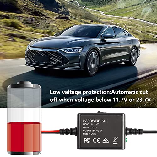 SinLoon Dash Cam Hardwire Kit, Micro USB12V-24V to 5V Car Dash Camera Charger Power Cord, with 3 Fuse Tap Cable and Installation Tool for Dashcam GPS Power Supply Radar Detectors and More(Micro)
