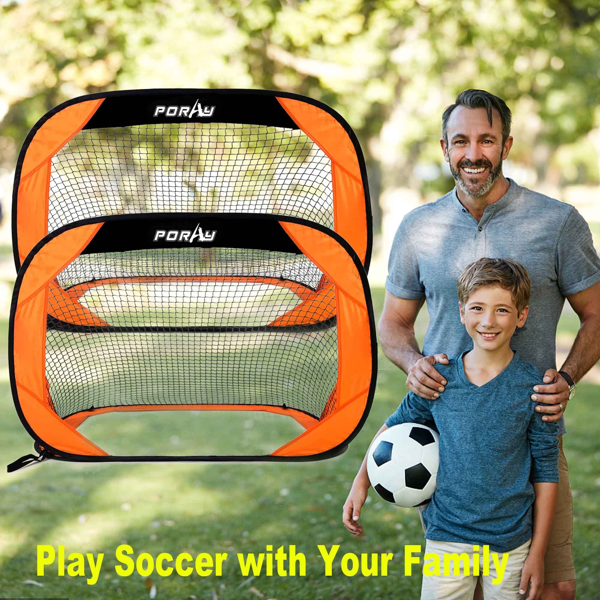 porayhut 4FT Pop Up Kids Soccer Goal and Ball Sets Portable Soccer Net for Training Easy Assembly with Compact Carrying Bag Gift Idea for Toddlers with Pump and 8 Stakes