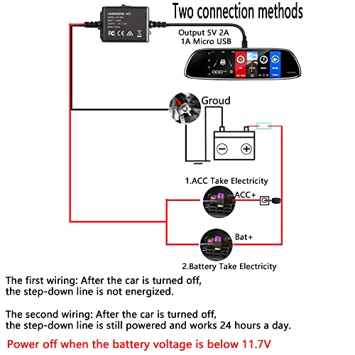 SinLoon Dash Cam Hardwire Kit, Micro USB12V-24V to 5V Car Dash Camera Charger Power Cord, with 3 Fuse Tap Cable and Installation Tool for Dashcam GPS Power Supply Radar Detectors and More(Micro)