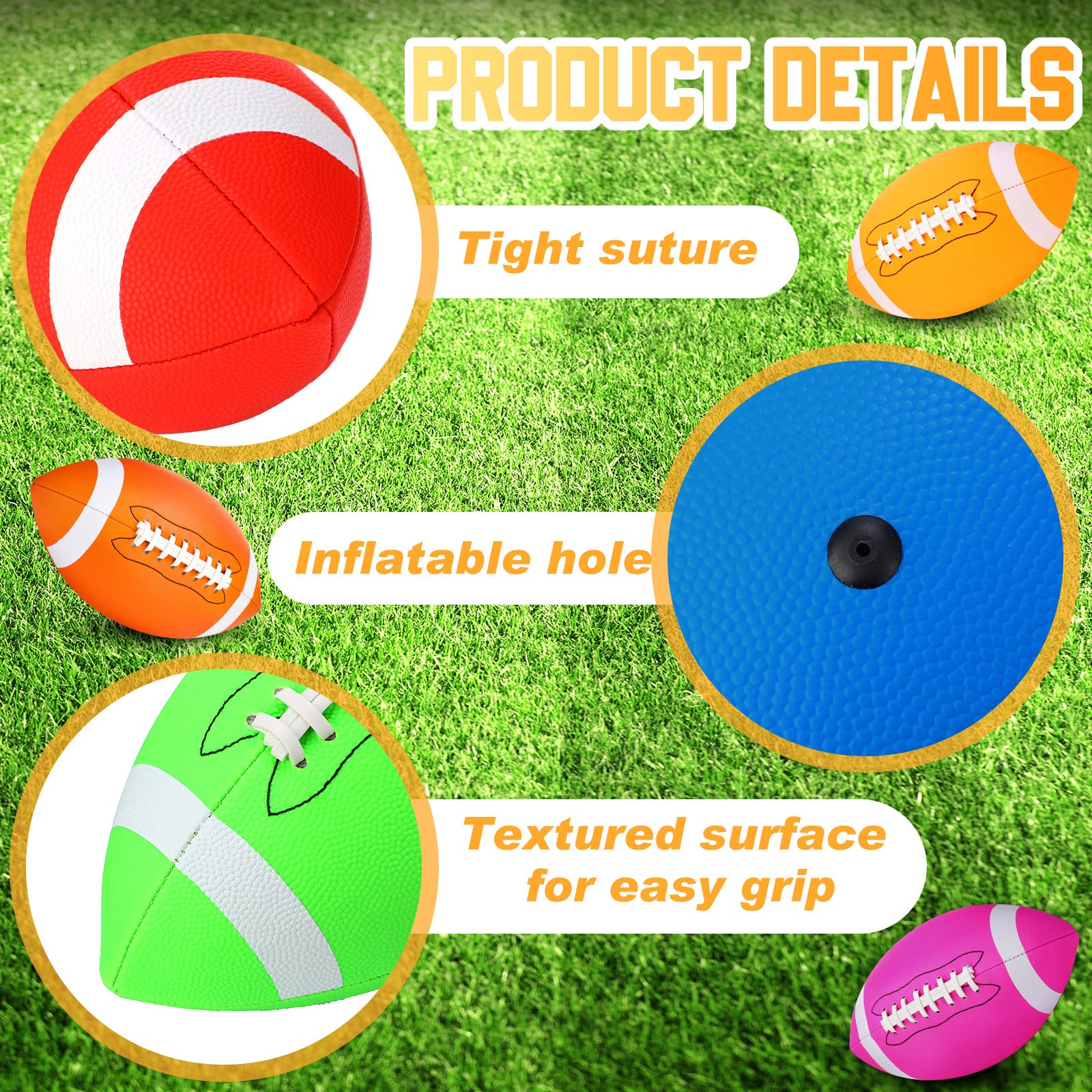 Jerify 12 Pcs Composite Leather Footballs Official Composite Leather Ball Composite Leather Inflatable Football with Pump Indoor Outdoor Football Bulk for Training and Recreational Play