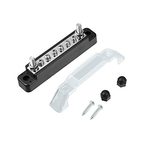 X AUTOHAUX 6 Terminal Bus Bar Power Distribution Block with 2 Screws for Car Boat Marine Caravan RV Black