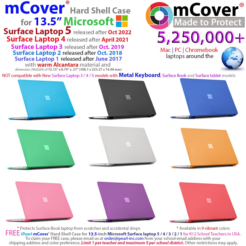 mCover Hard Case Only Compatible for 13.5" Microsoft Surface Laptop (5/4 / 3/2 / 1) with Alcantara Keyboard - Purple