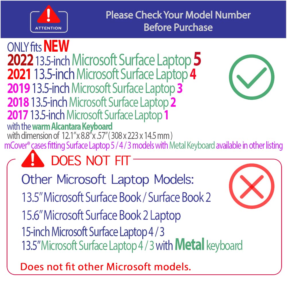 mCover Hard Case Only Compatible for 13.5" Microsoft Surface Laptop (5/4 / 3/2 / 1) with Alcantara Keyboard - Purple