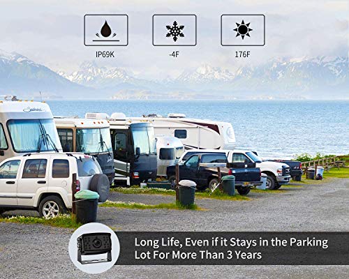 Fookoo Ⅱ 7" 1080P Wired Backup Camera System, 7-inch HD Dual Split Screen Monitor W/Recording IP69 Waterproof Front/Rear View Cameras Parking Lines for Truck/Trailer/RV (FHD2)
