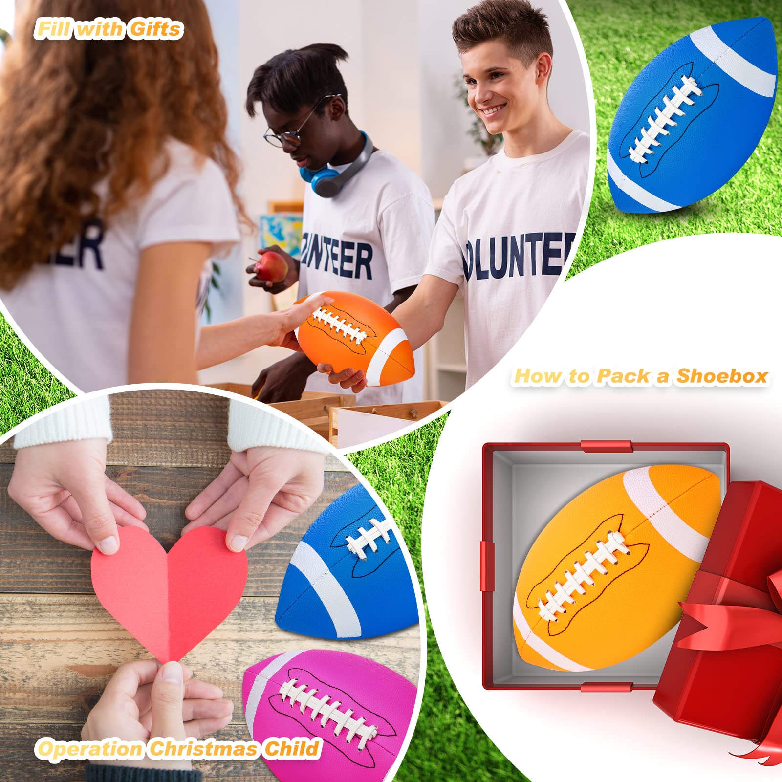Jerify 12 Pcs Composite Leather Footballs Official Composite Leather Ball Composite Leather Inflatable Football with Pump Indoor Outdoor Football Bulk for Training and Recreational Play